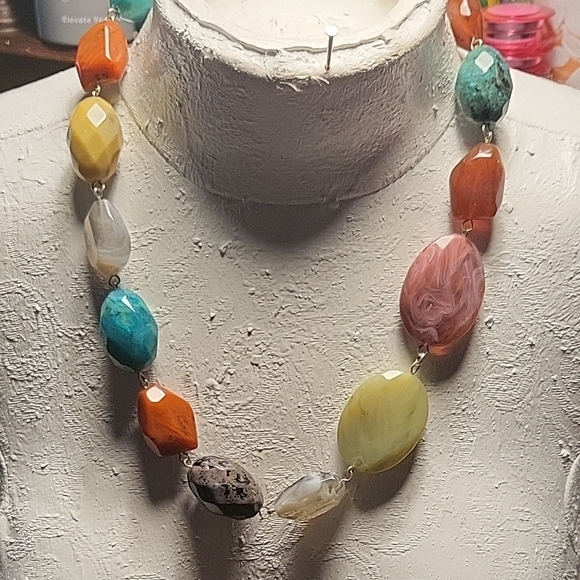 Erica Lyons | Jewelry | Erica Lyons Blue And Orange Statement Necklace ...